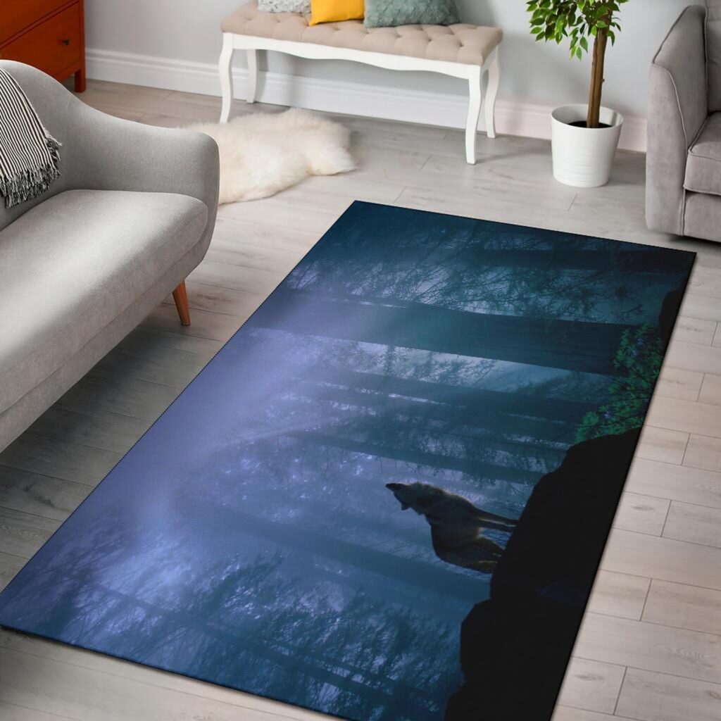 Wolf Screaming Hd Area Rug - Unique Anime Apparel for Fans