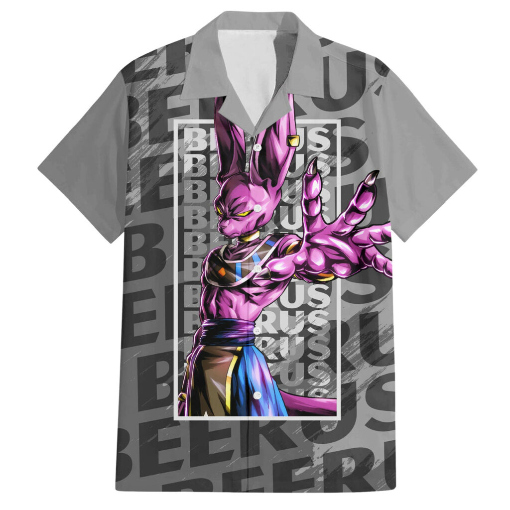 Beerus Dragon Ball Hawaiian Shirt Anime Mix Text Pattern Abstract ...