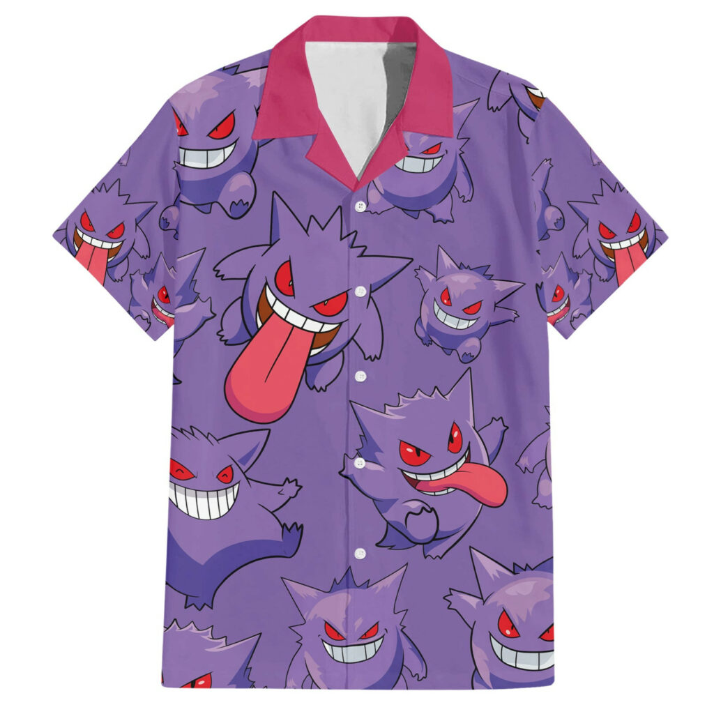 Gengar Clothes Pattern Style Hawaiian Shirt - Unique Anime Apparel for Fans