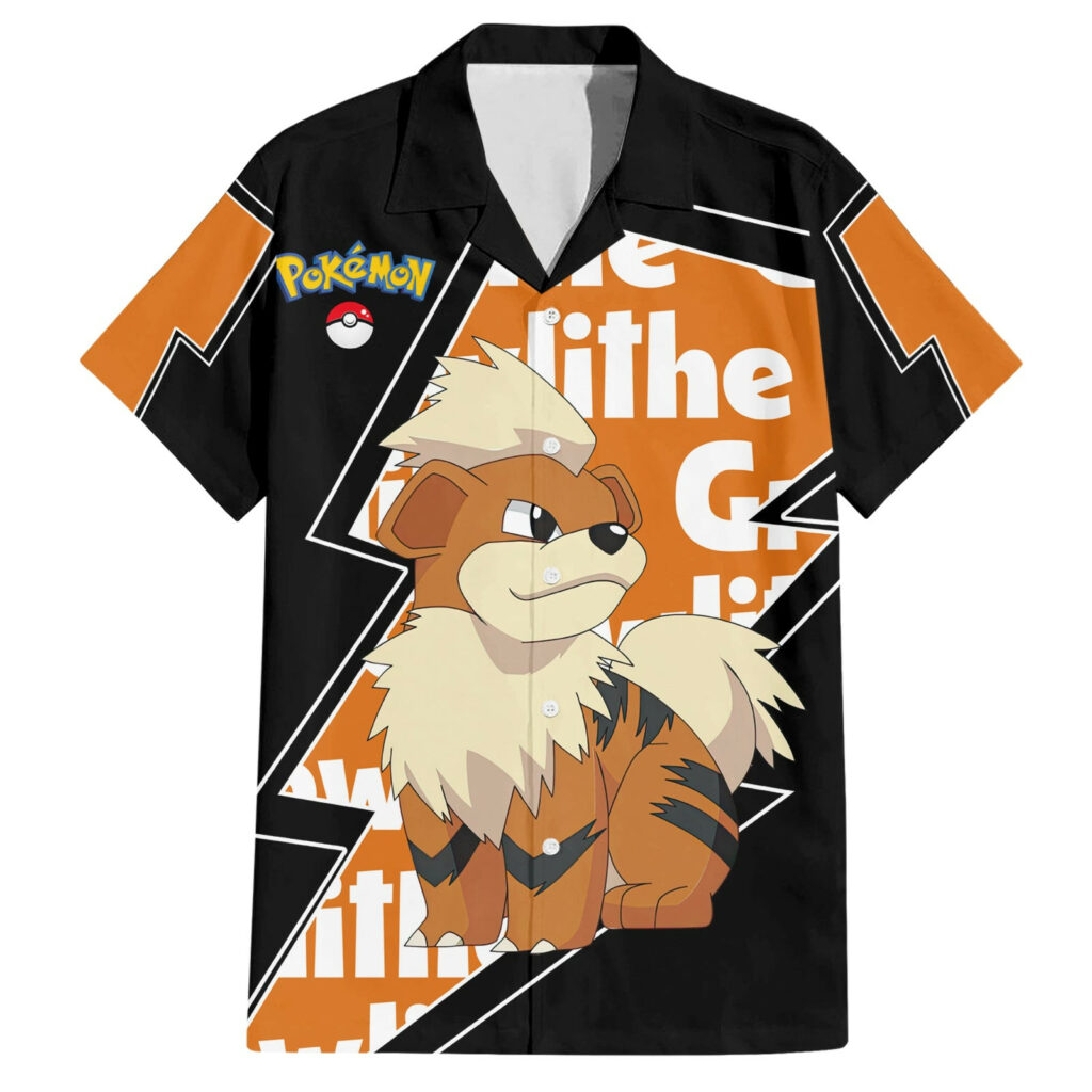 Growlithe Anime Lighting Style Hawaiian Shirt - Unique Anime Apparel ...
