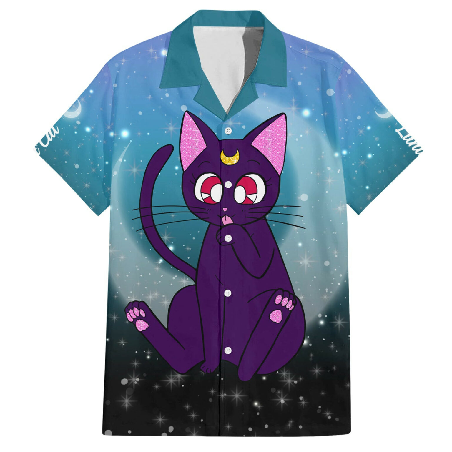 Luna Cat Sailor Moon Hawaiian Shirt - Unique Anime Apparel for Fans