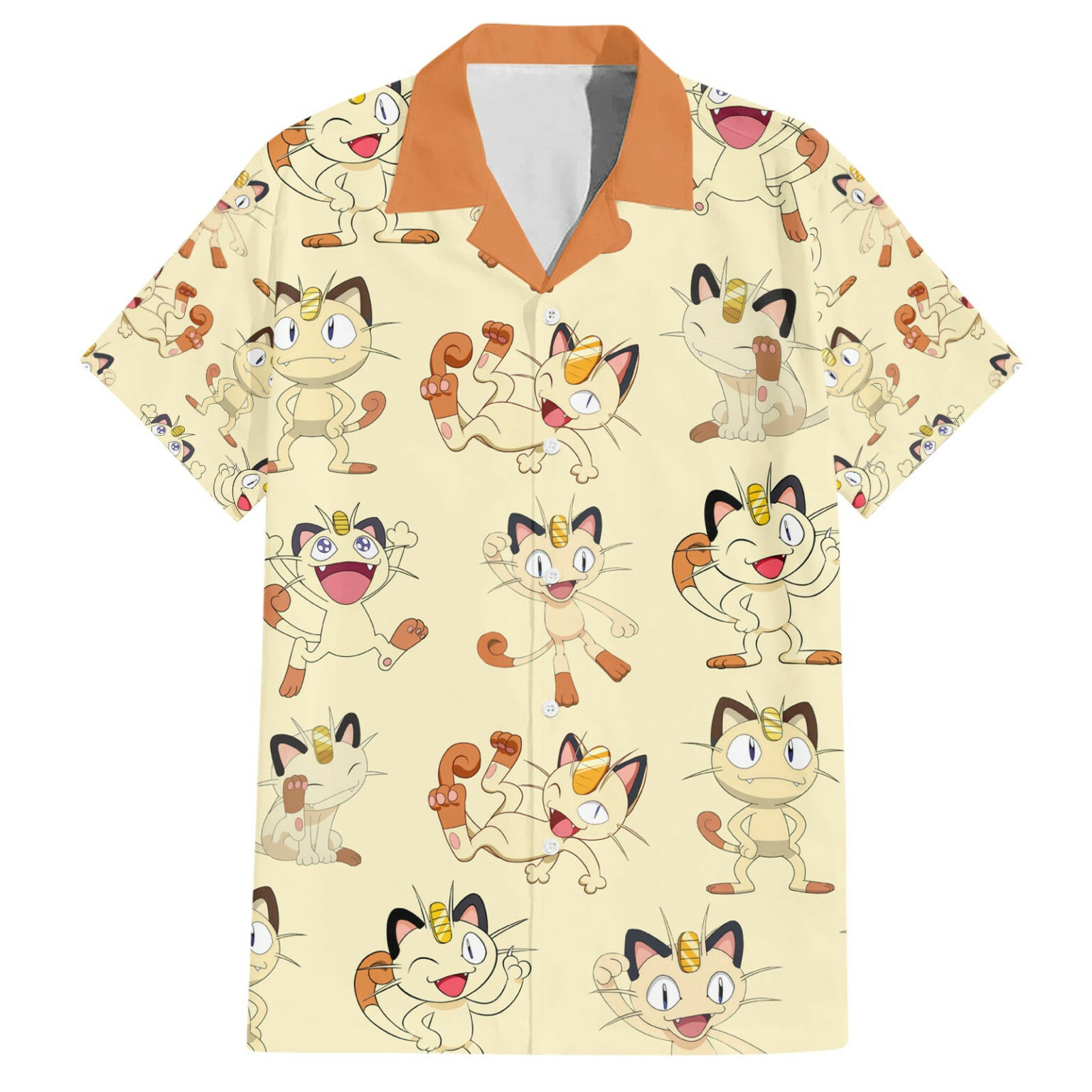 Meowth Pokemon Hawaiian Shirt Pattern - Unique Anime Apparel for Fans