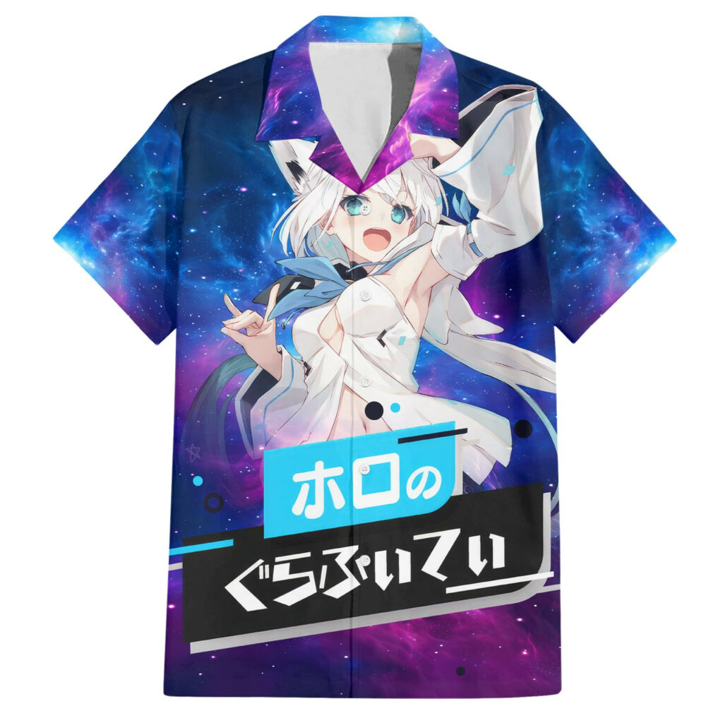 Shirakami Fubuki Holo Live Hawaiian Shirt Galaxy - Unique Anime Apparel ...