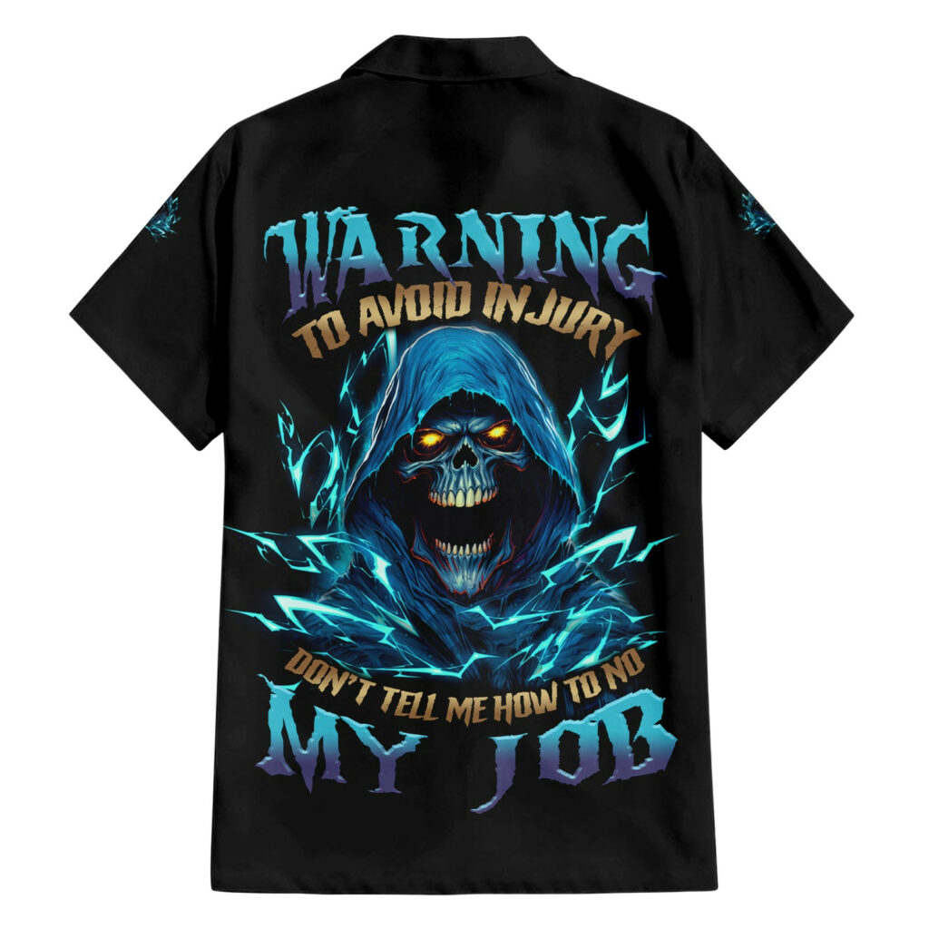 Warning To Avoid Injury Mad Reaper Skull Hawaiian Shirt - Unique Anime ...