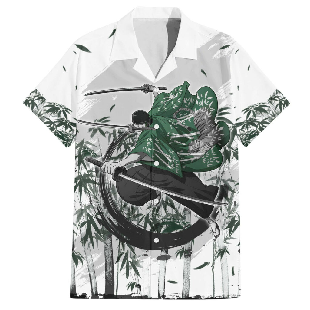 Zoro One Piece Hawaiian Shirt Bamboo Sumi-e - Unique Anime Apparel for Fans